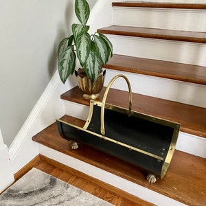 Beautiful Brass & Black Fireplace Log Rack With Paw Feet - Etsy