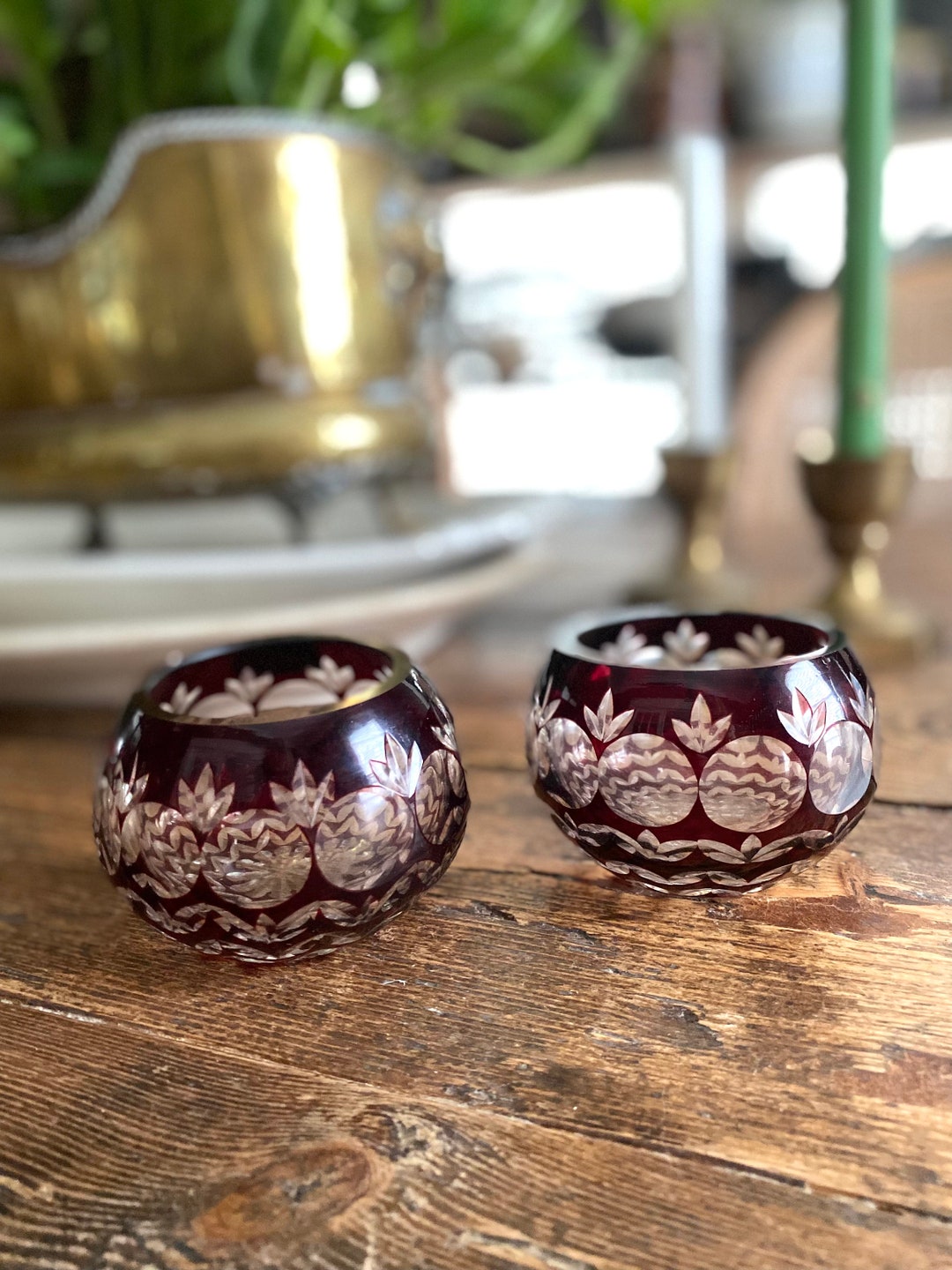 Beautiful Pair Vintage Romanian Glass Vases or Votive Holders - Etsy