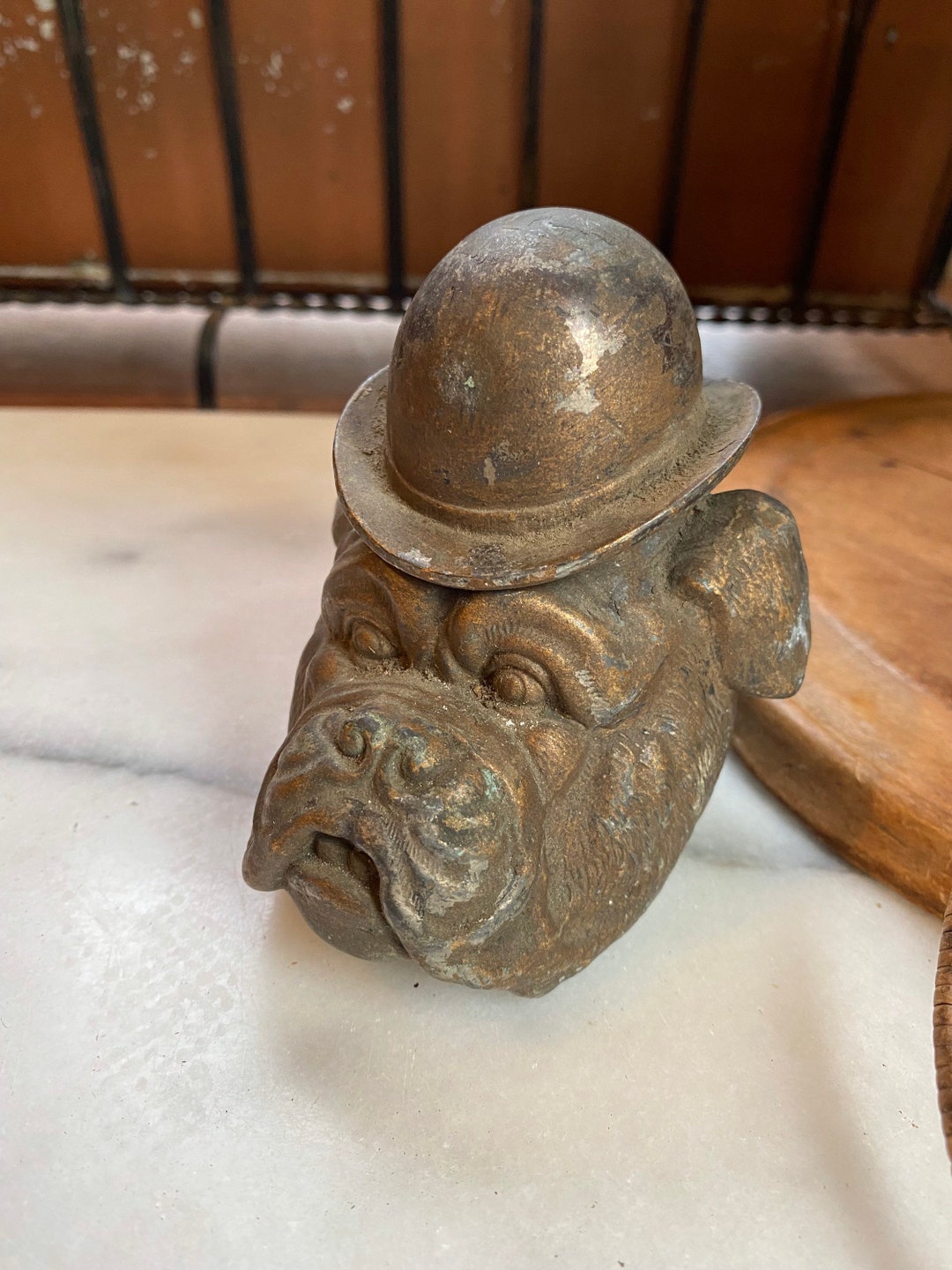 Fabulous Bulldog Inkwell With Derby Hat - Etsy
