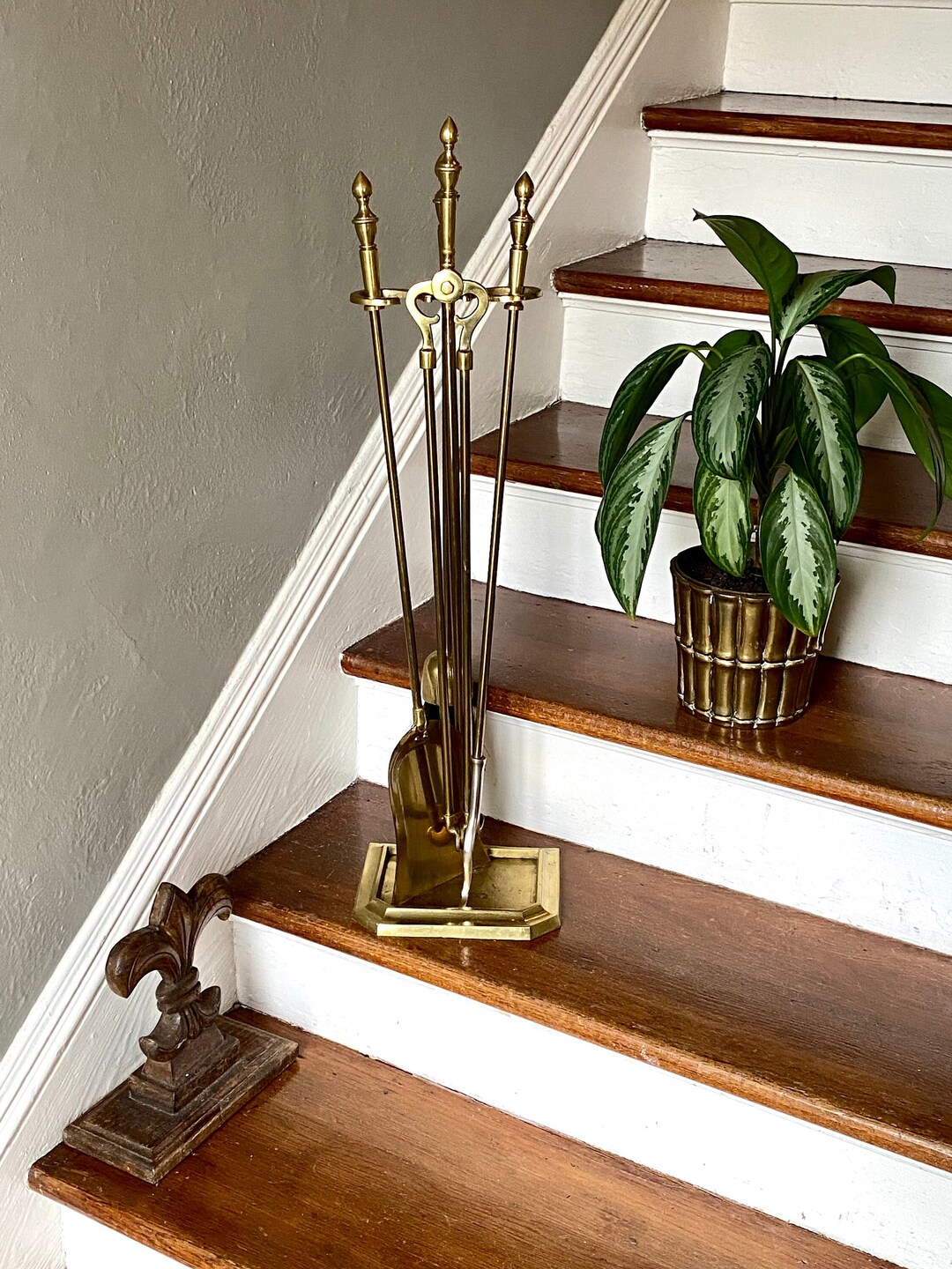 Magnificent Set Solid Brass Fireplace Tools Firepit Fabulousness as ...