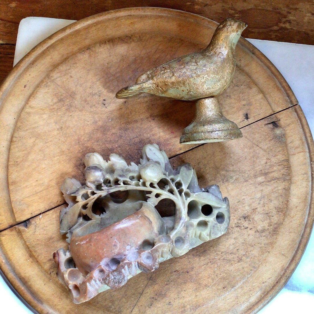 Floral Carved Soapstone Calligraphy Pot ...or Simply a Beautifuul ...