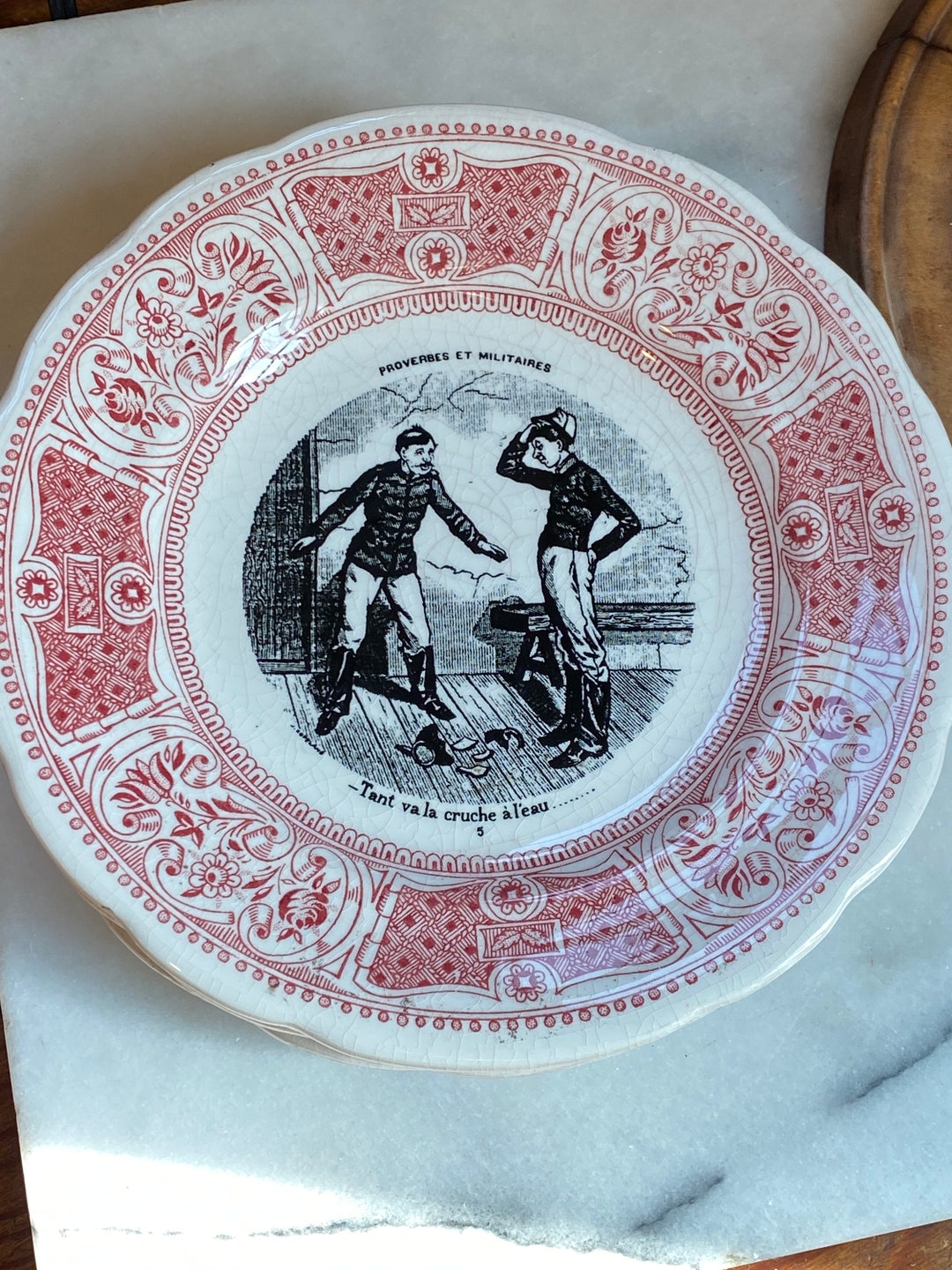 Gorgeous French Gien Plates Set of 6 Vintage European Farmhouse Kitchen ...