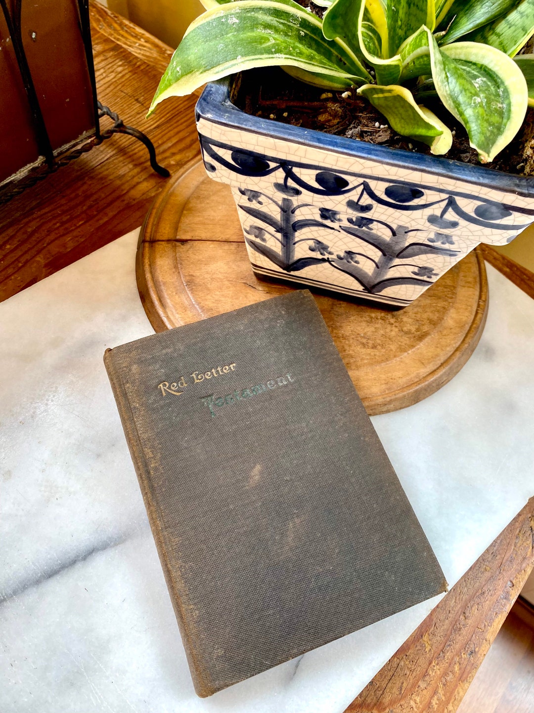 Antique Red Letter Testament Bible - Etsy