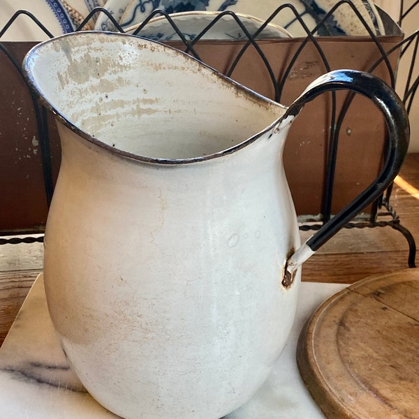 French Enamelware Pitcher - Etsy