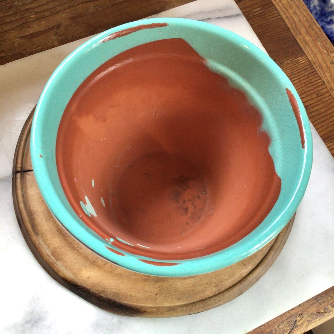 Gorgeous Teal Color Block Planter Made in Italy | Etsy