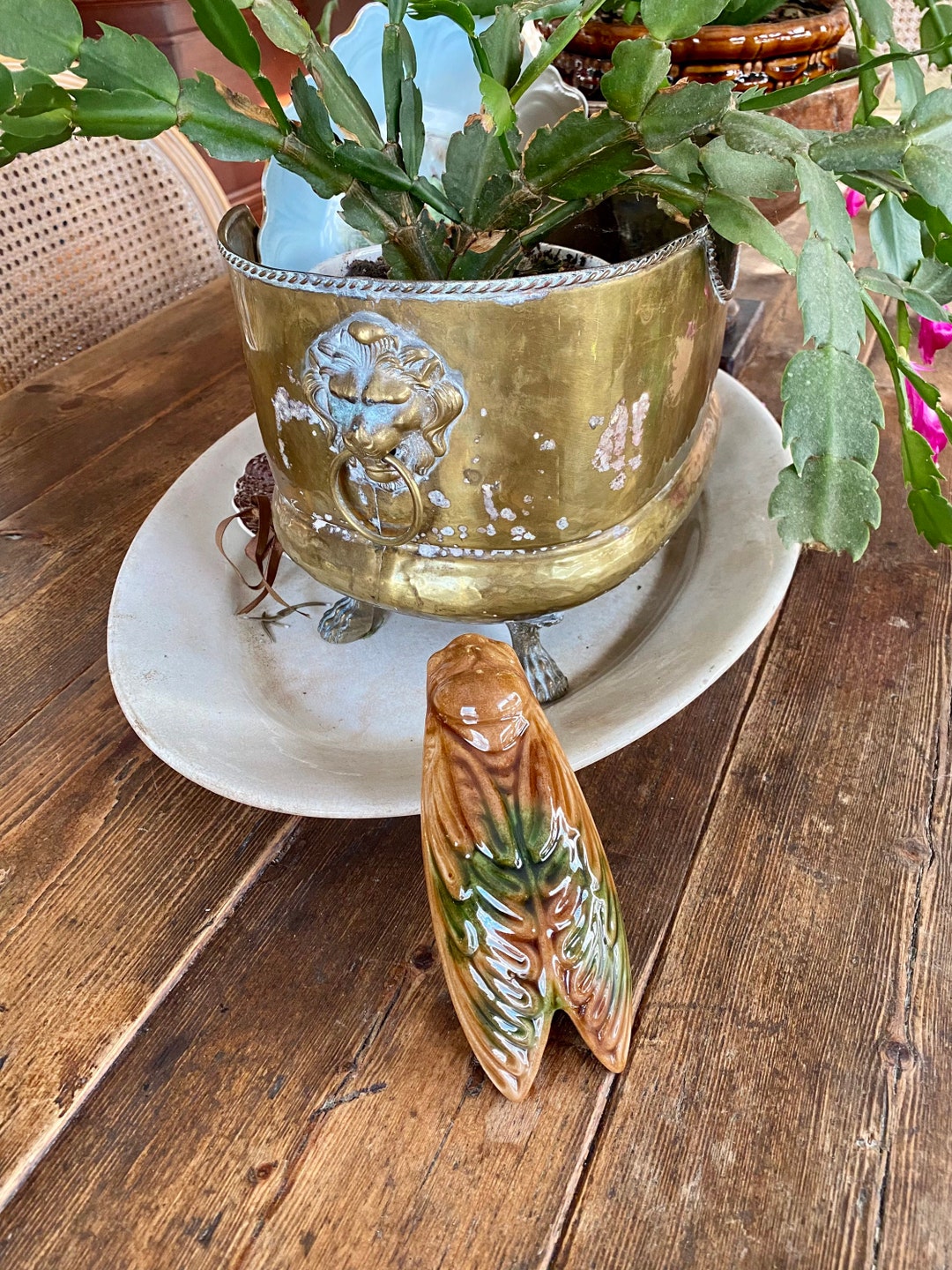 GORGEOUS Vintage French Cicada Wall Pocket Those COLORS - Etsy