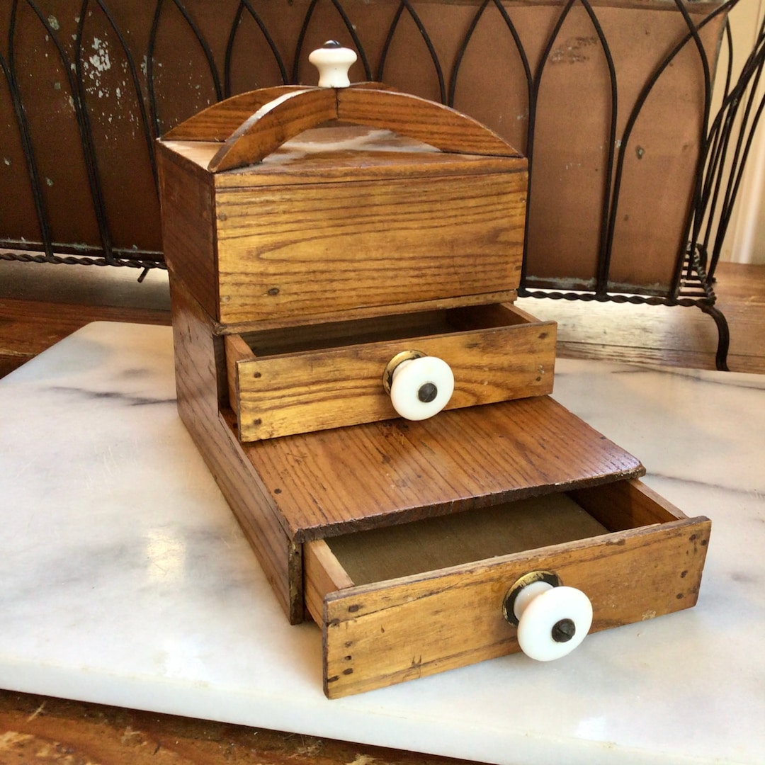 Handmade Sewing Box With Porcelain Knobs Antique Gold! - Etsy