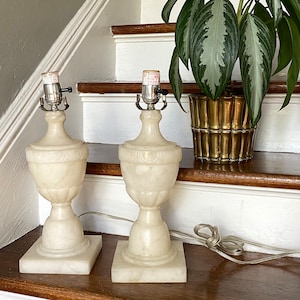 Gorgeous Vintage Italian Alabaster Style Table Lamps Cottage Core ...