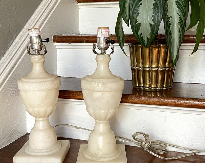 Gorgeous Vintage Italian Alabaster Style Table Lamps Cottage Core ...