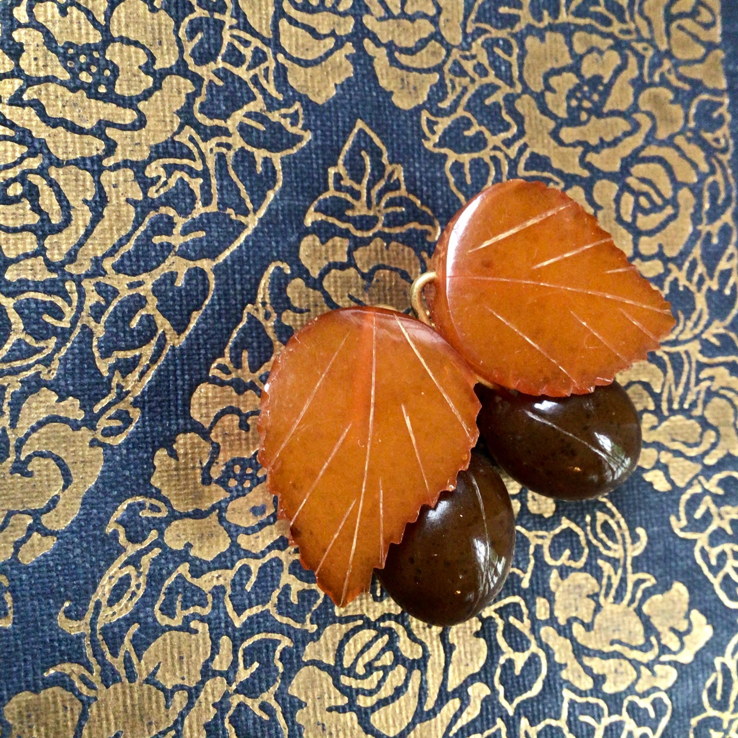 Bakelite Berries and Leaves Brooch | Etsy
