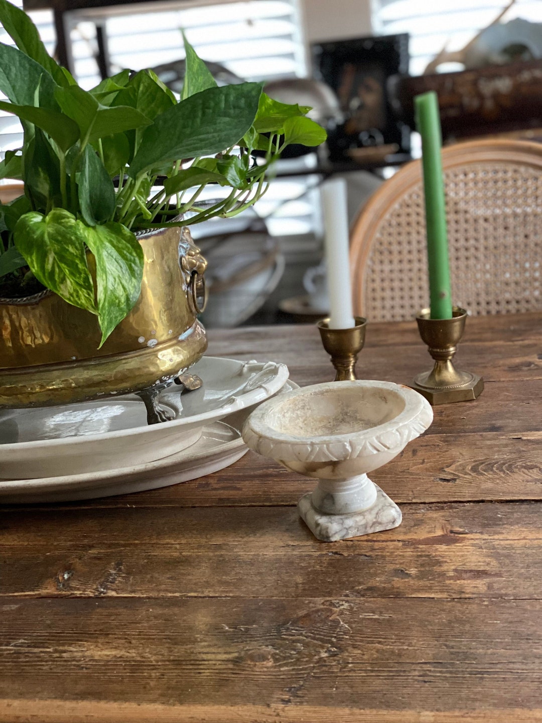 Beautiful Carved Italian Alabaster Bird Bath Fabulous Shelfie or Porch ...