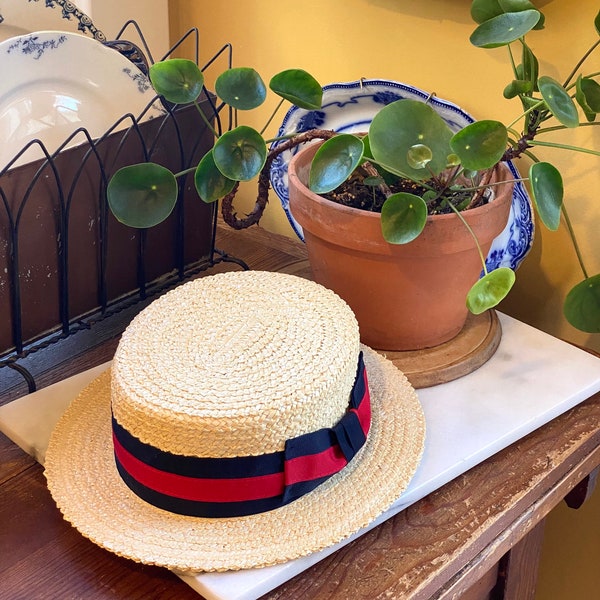Straw Boater Hat - Etsy