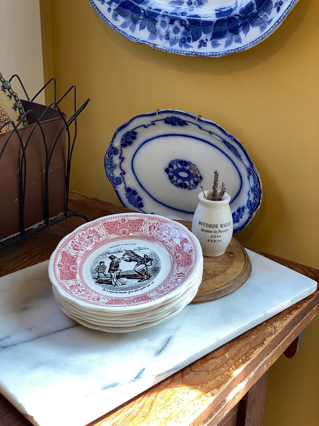 Gorgeous Red French Gien Plates Set of 6 Vintage European Farmhouse ...