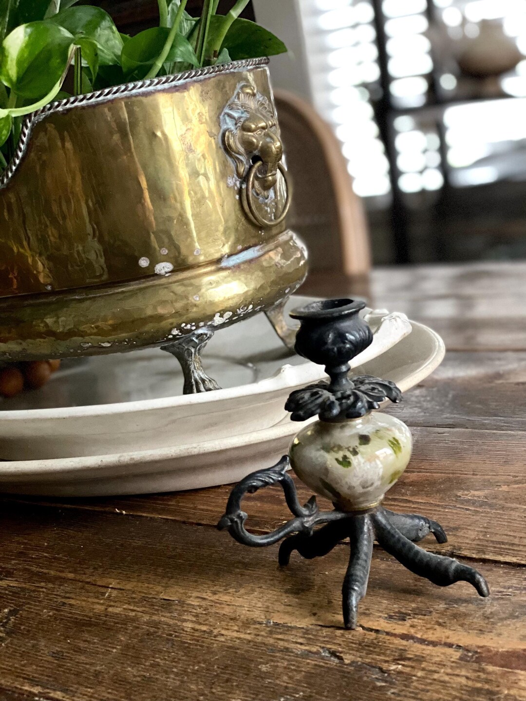 Majestic Cast Iron & Glass Talon Claw Foot Candlestick - Etsy