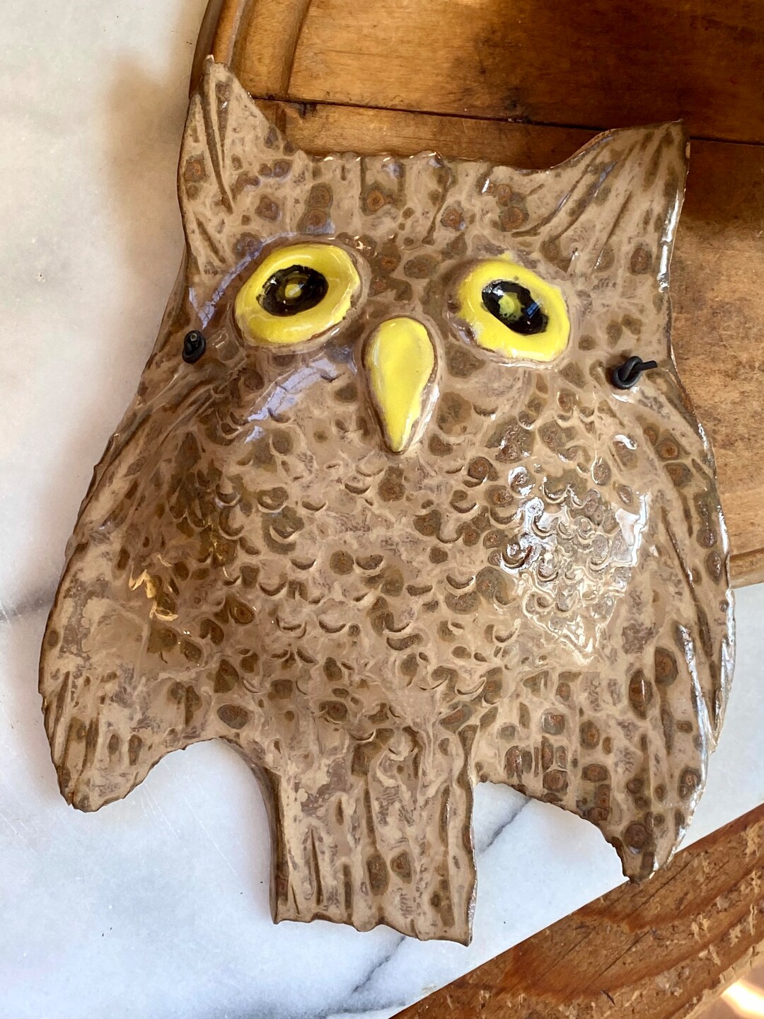 Beautiful Handmade Pottery Owl on Hanger Mortensen - Etsy