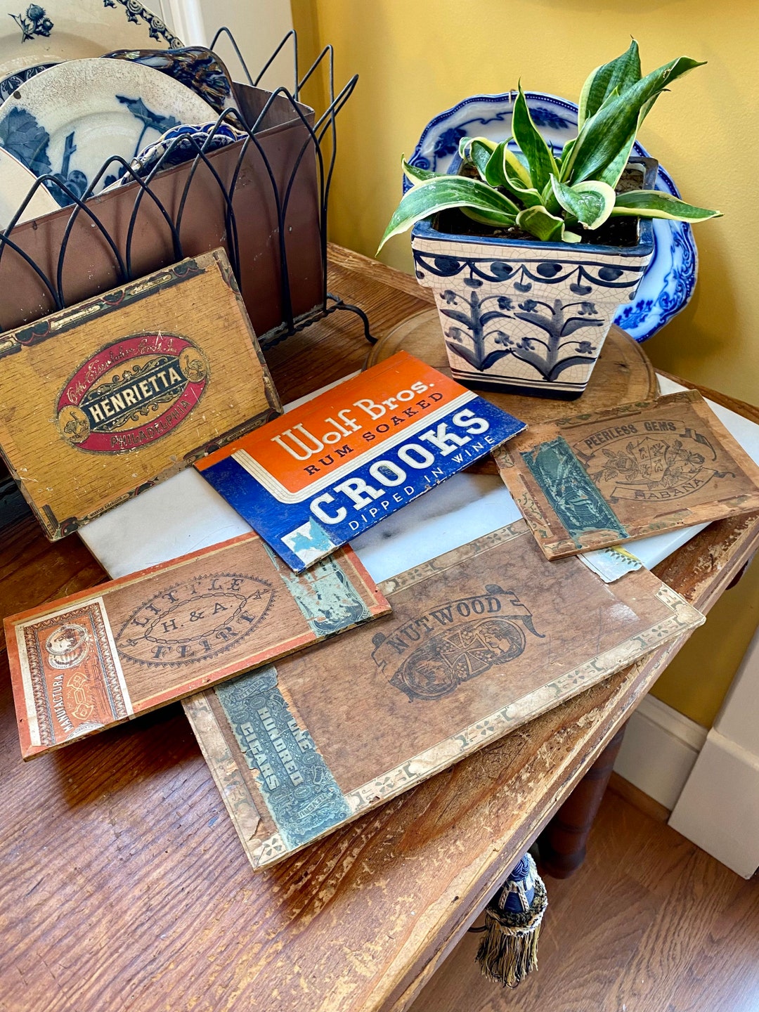 Set of Five Vintage Cigar Box Lids Both Side Are Fabulous Gallery Wall ...