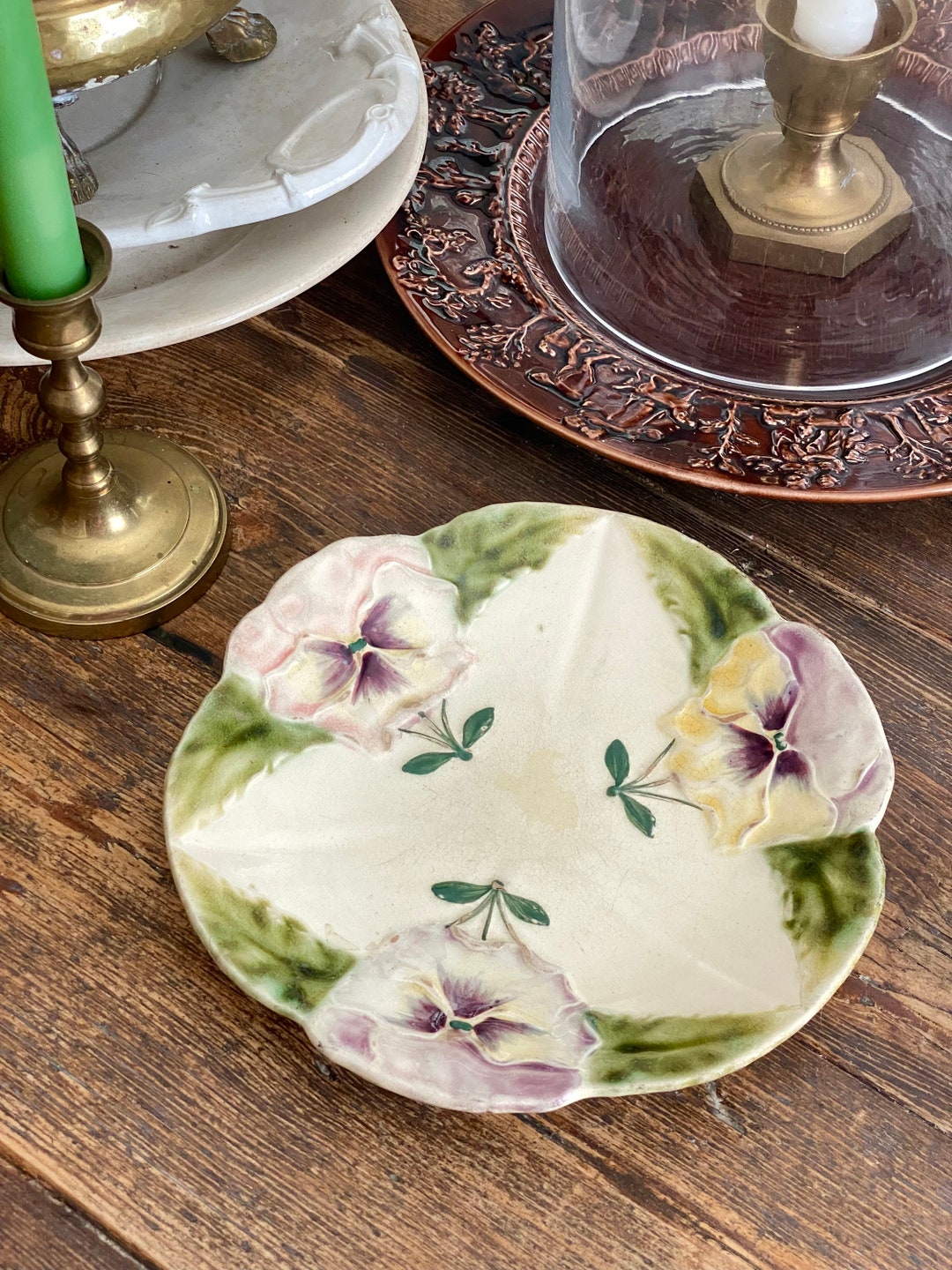 Antique French Majolica Pansy Plate: Choisy Le Roi Boulenger - Etsy