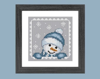 Snowflake Cross Stitch Pattern Snowman Cross Stitch Winter Pattern ...