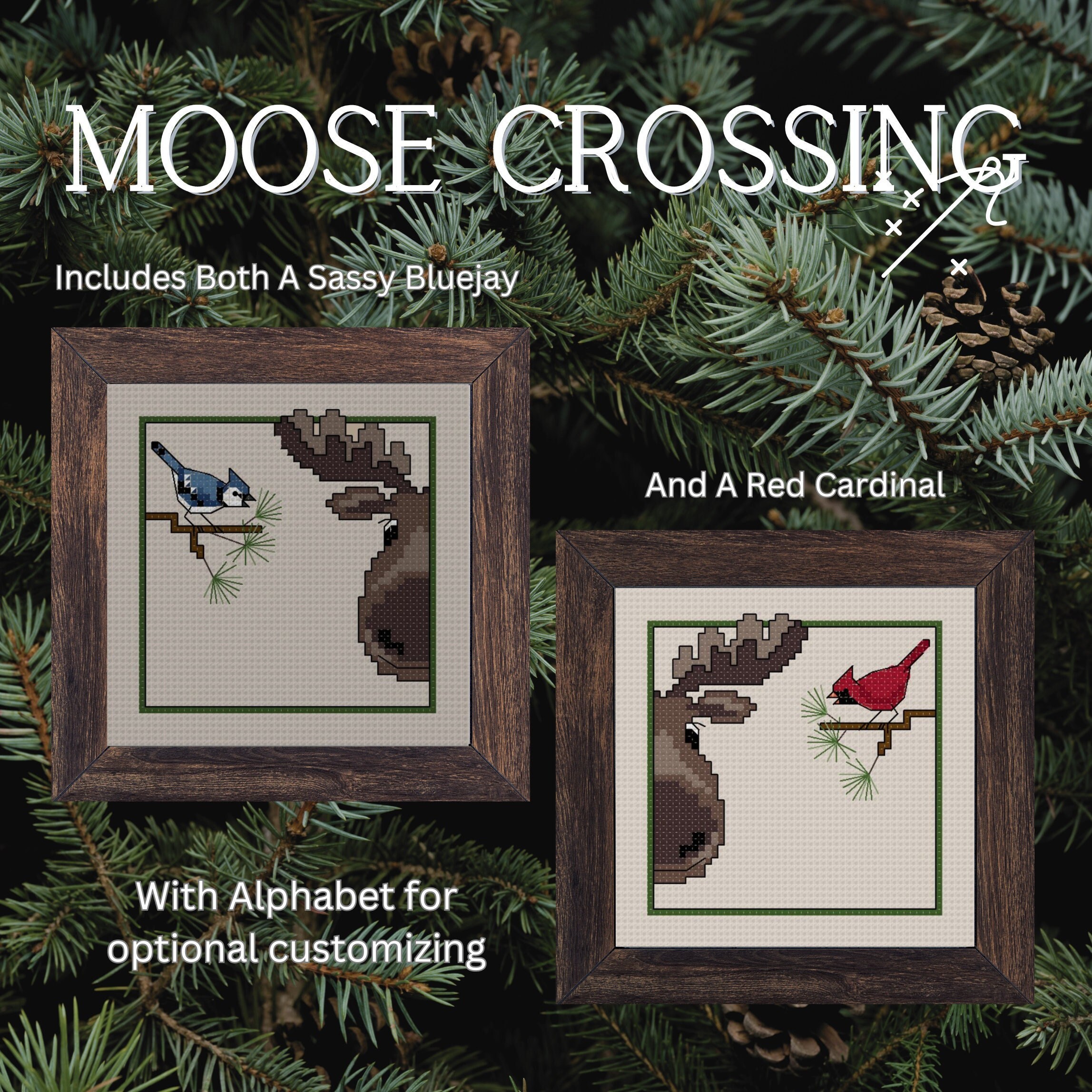 Moose Cross Stitch Pattern - Woodland Cross Stitch - Cardinal Cross ...