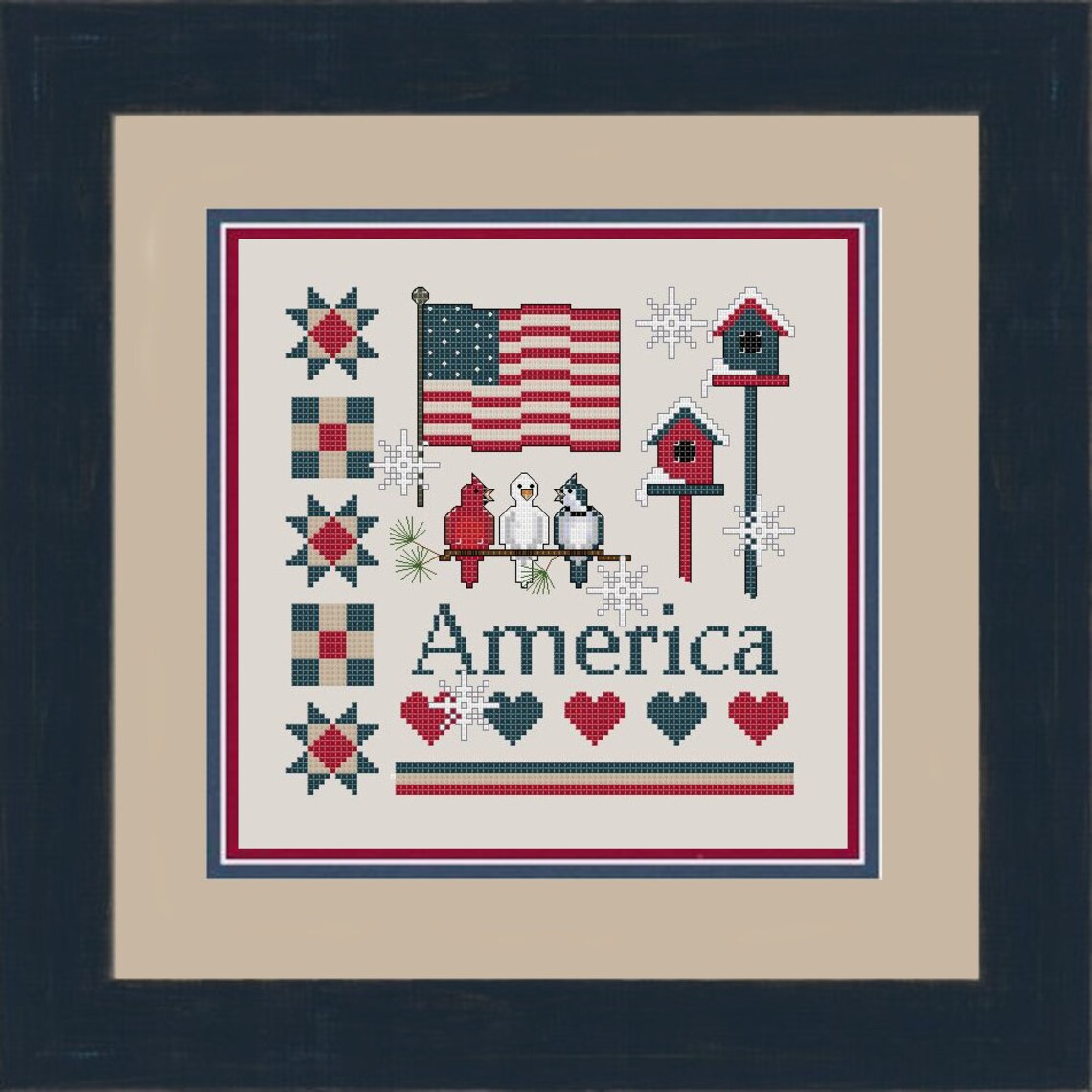 Cross Stitch Sampler Pattern American Cross Stitch Birds - Etsy