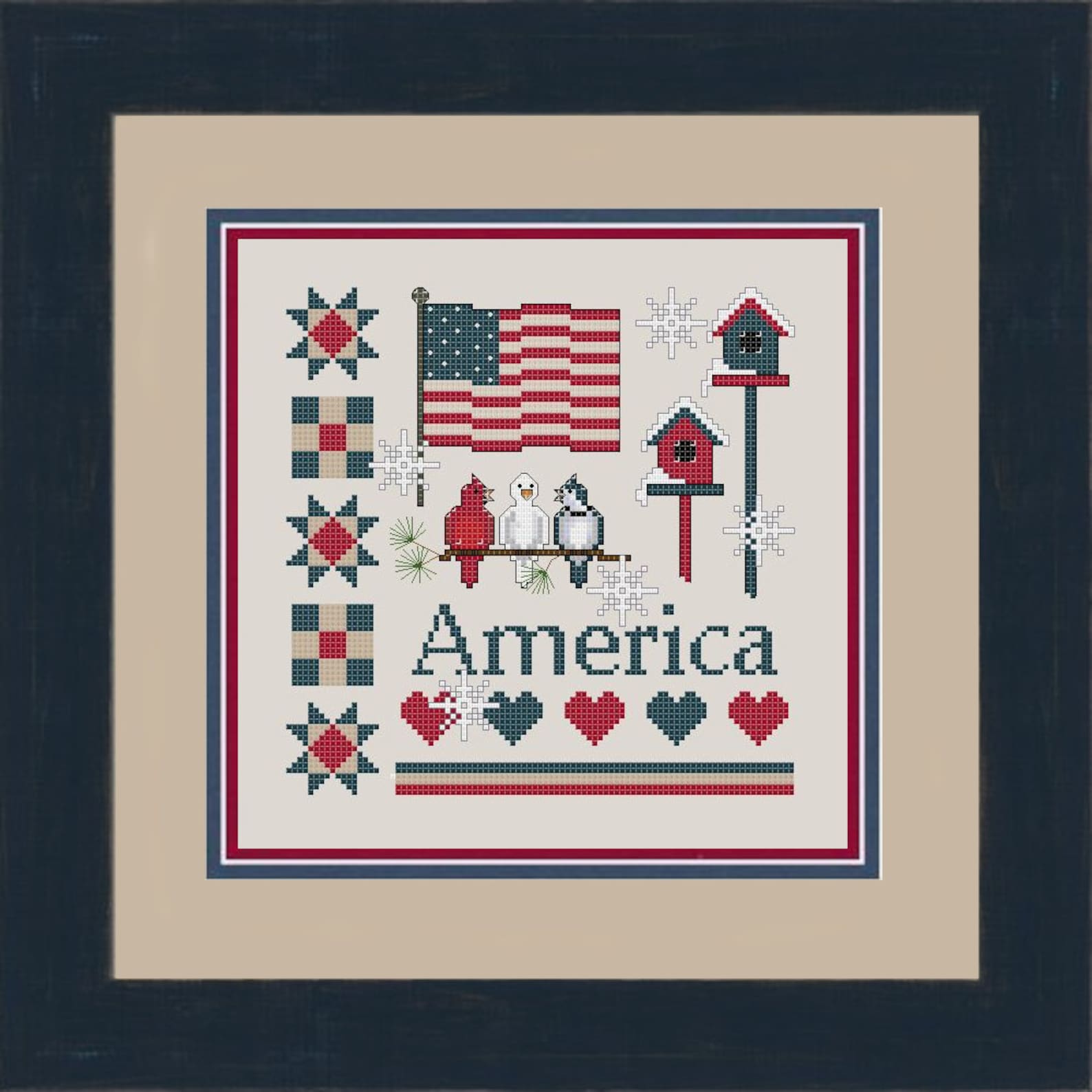 Cross Stitch Sampler Pattern American Cross Stitch Birds - Etsy