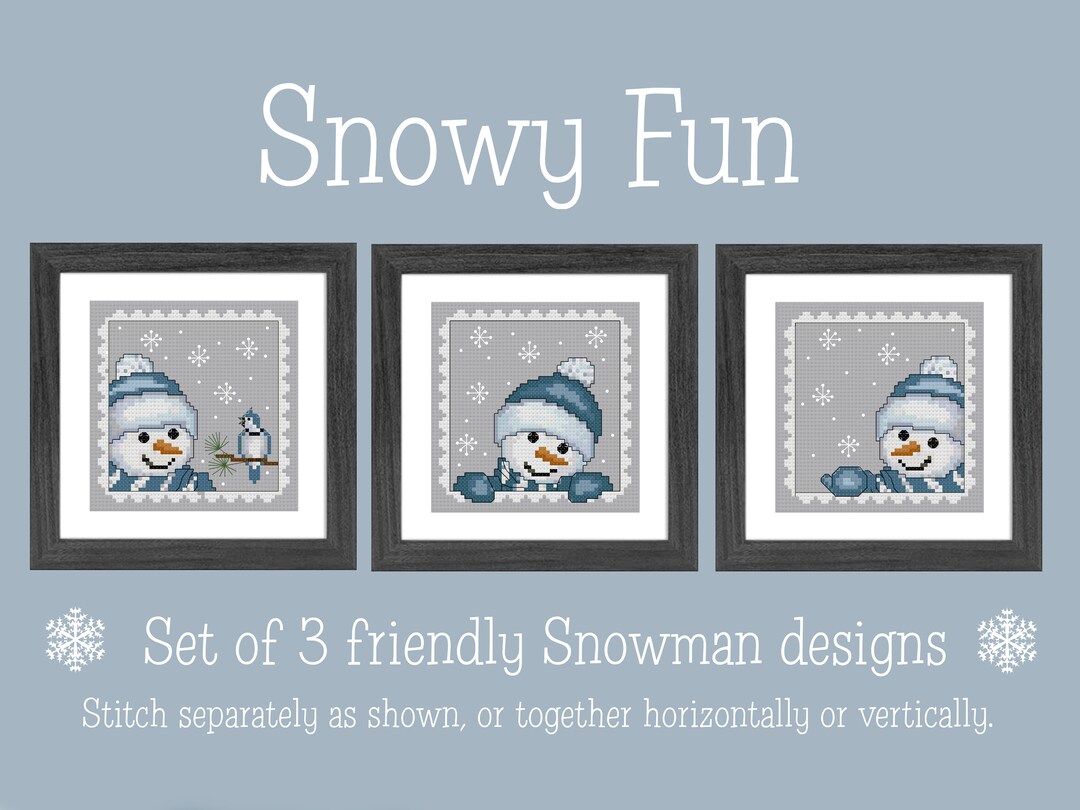 Winter Cross Stitch Pattern - Snow Cross Stitch Pattern - Snowman Cross ...
