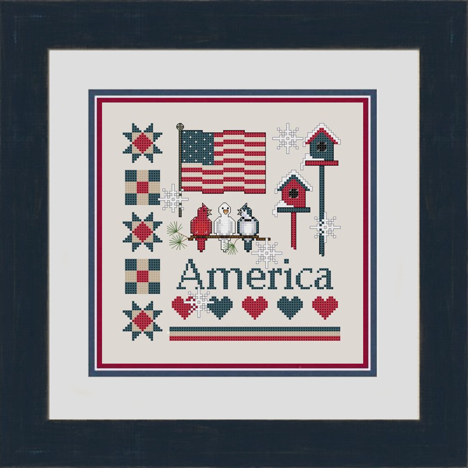 Cross Stitch Sampler Pattern American Cross Stitch Birds - Etsy