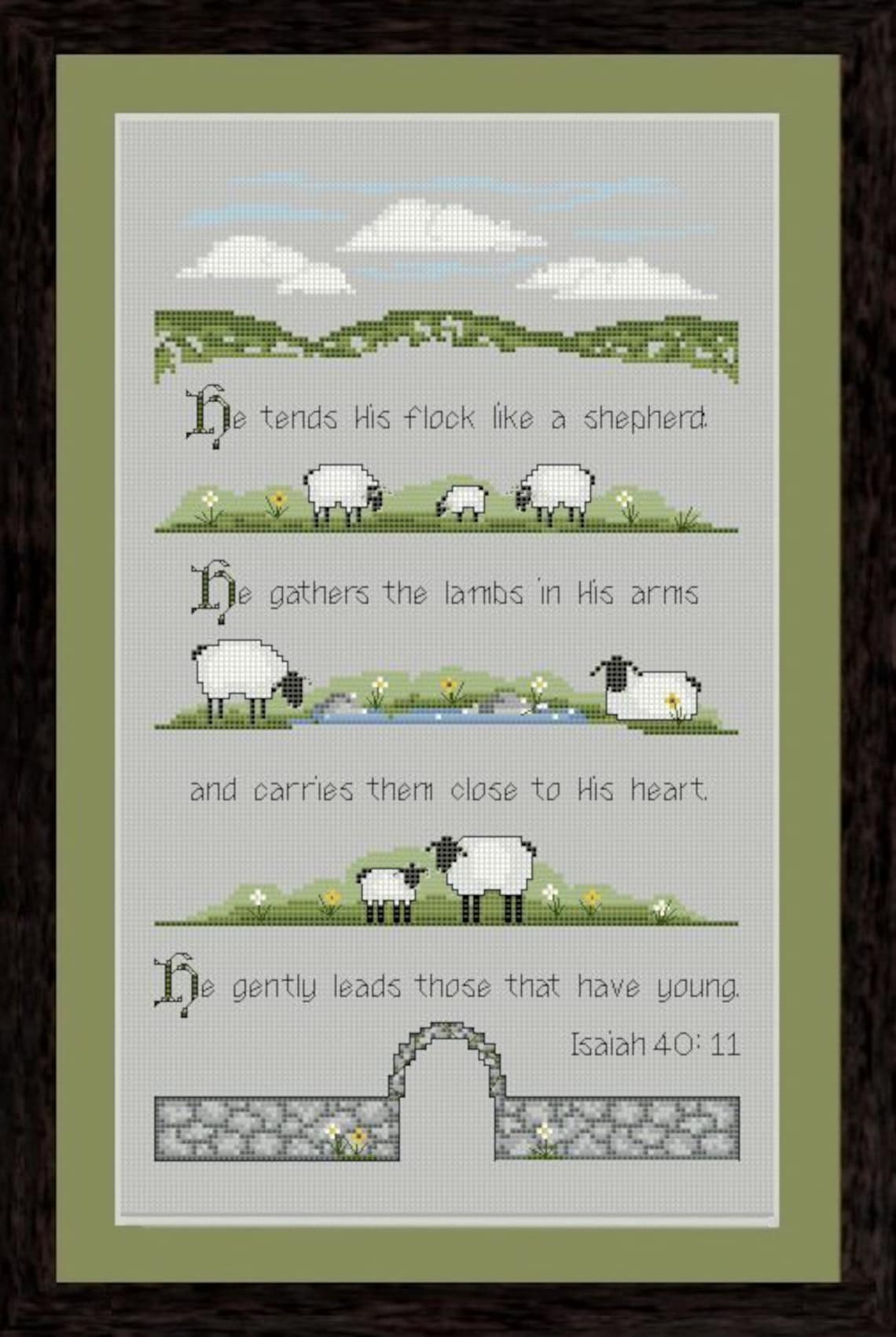 Sheep Cross Stitch Cross Stitch Pattern PDF He Tends His - Etsy