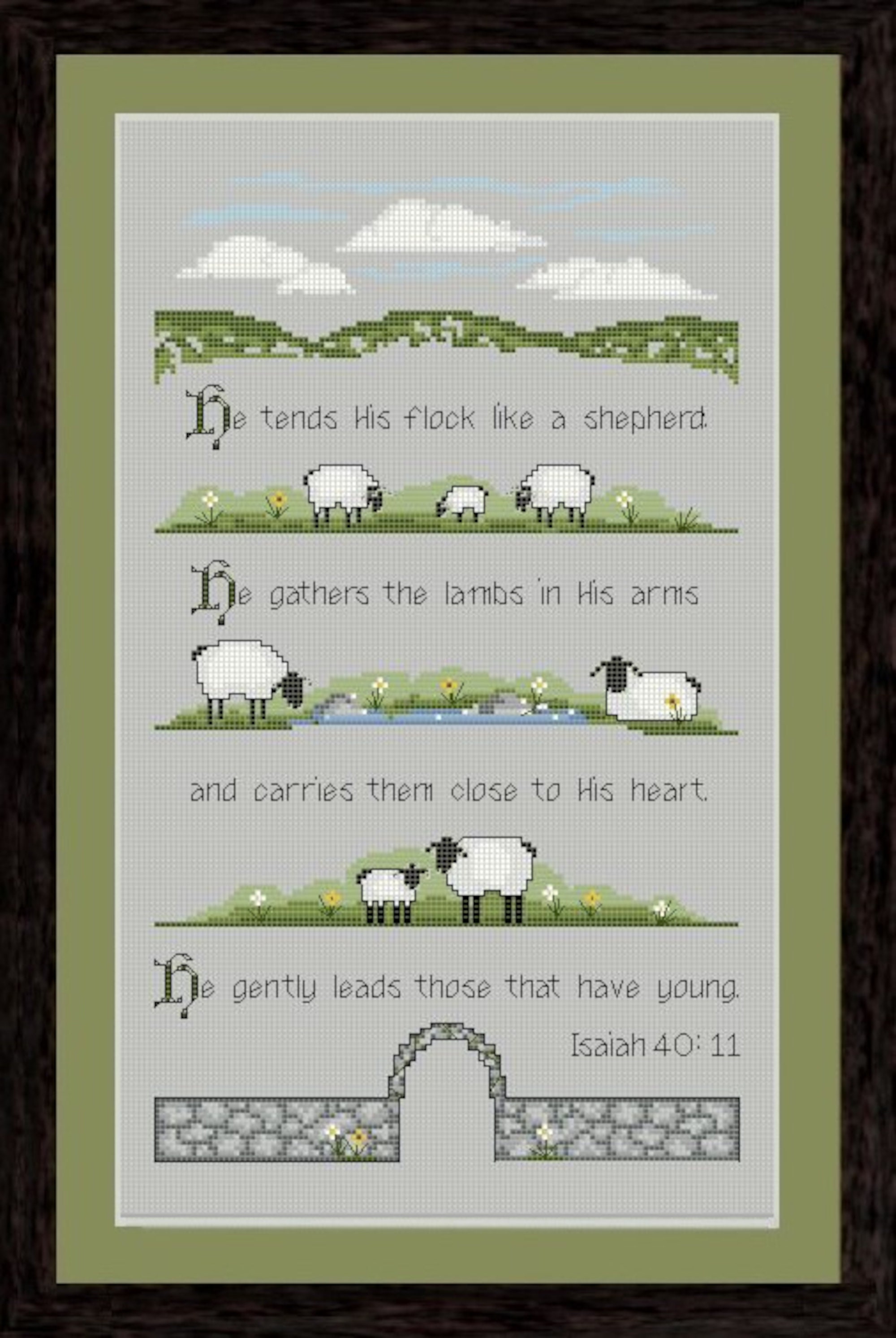 Sheep Cross Stitch Cross Stitch Pattern PDF He Tends His - Etsy