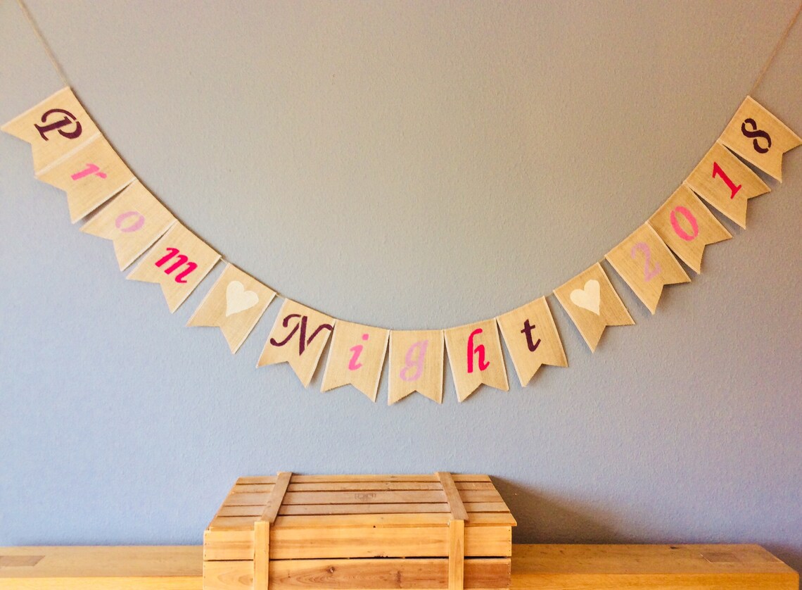 Prom Night Bunting Banner. Vintage Hessian Burlap Rustic | Etsy