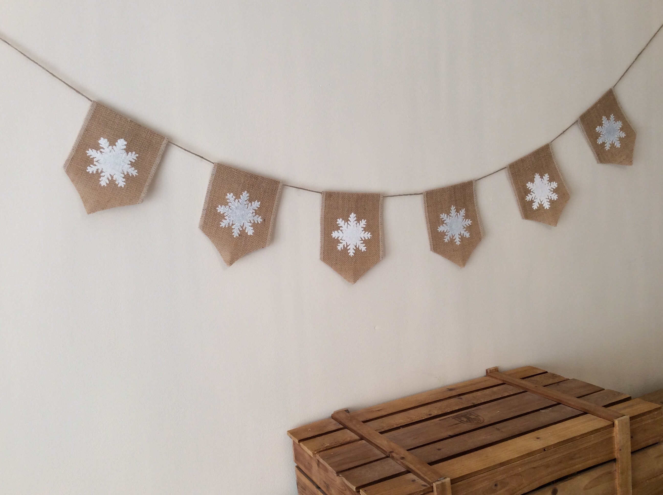 Snowflake Christmas Bunting Banner Burlap | Etsy
