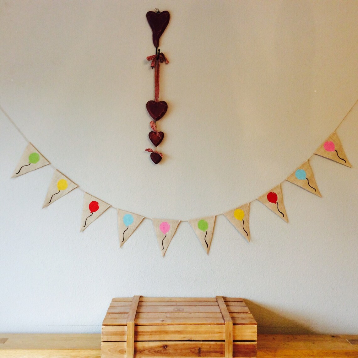 Happy Birthday Balloons Bunting Banner. Vintage Hessian Burlap - Etsy UK