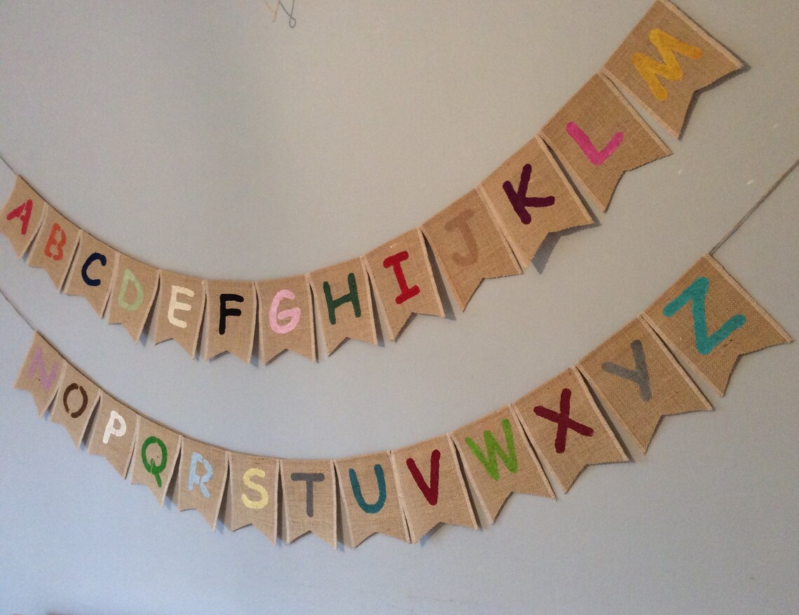 Childrens Alphabet & Colours Bunting Banner. Nursery | Etsy