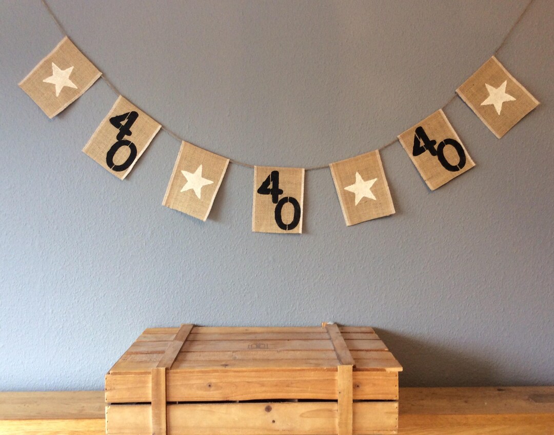 40th Birthday Bunting Banner Vintage Hessian Burlap Rustic - Etsy