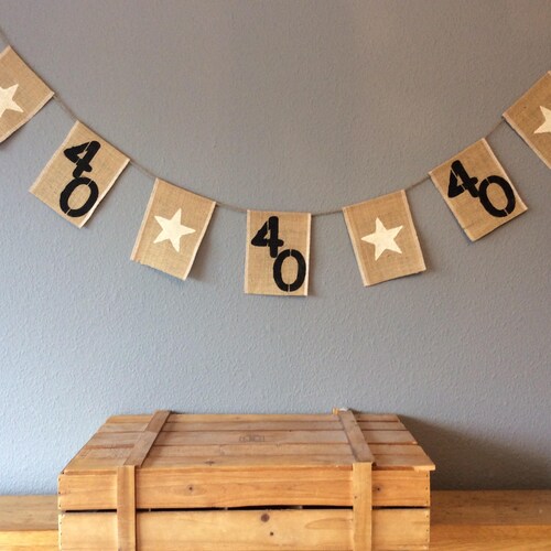 40th Birthday Bunting Banner Vintage Hessian Burlap Rustic - Etsy