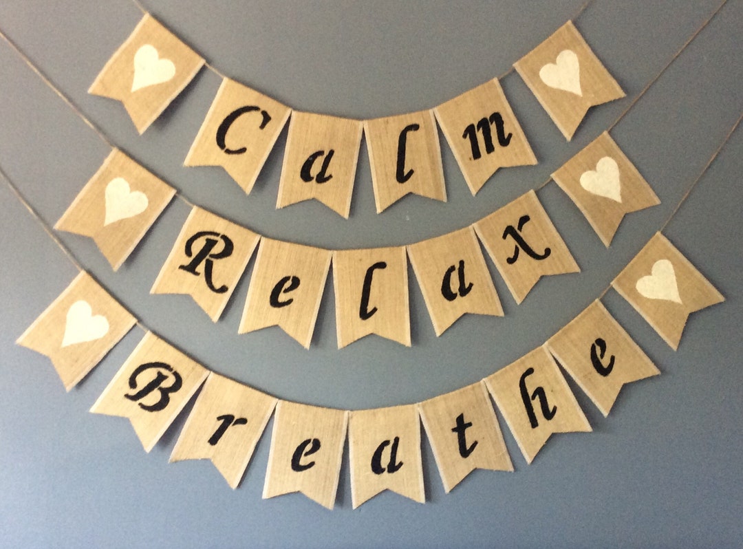 Yoga, Pilates Calm, Relax & Breathe Bunting Banner Meditation, Hessian ...
