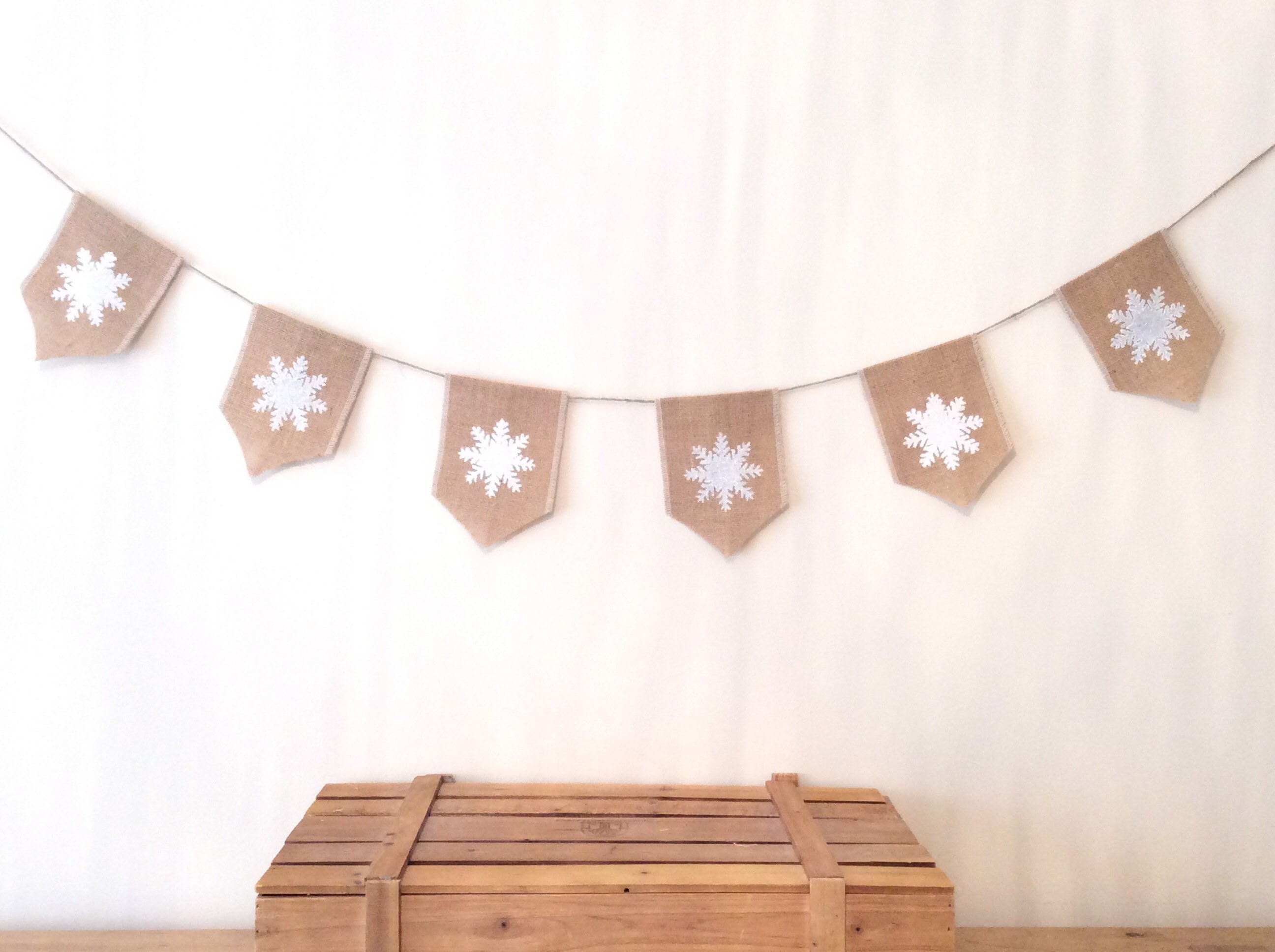 Snowflake Christmas Bunting Banner Burlap | Etsy