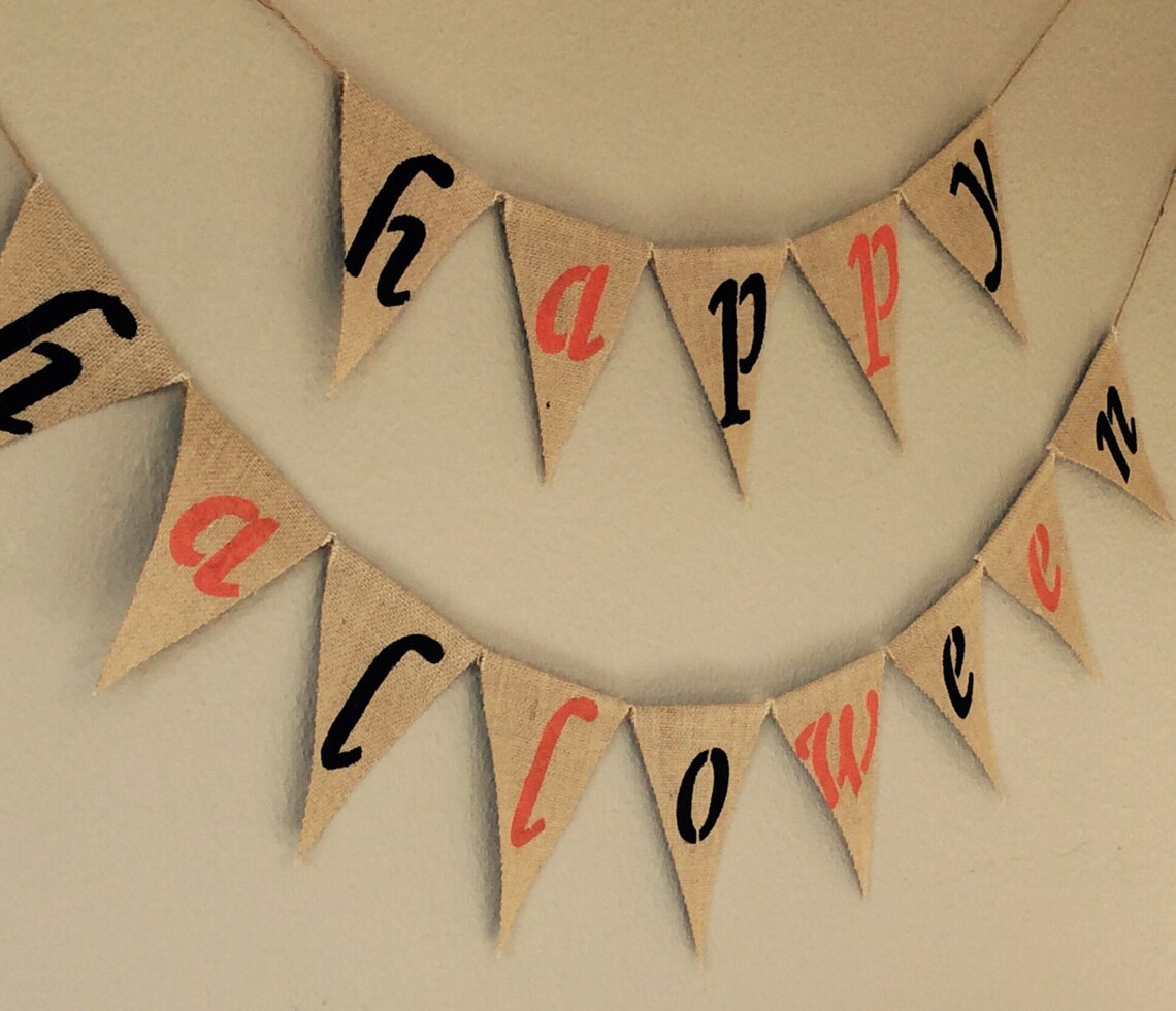 Halloween Bunting Banner Hessian Burlap - Etsy