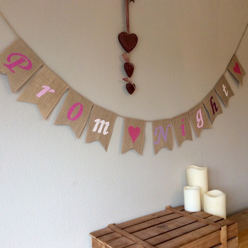 Prom Night Bunting Banner. Vintage Hessian Burlap Rustic - Etsy UK