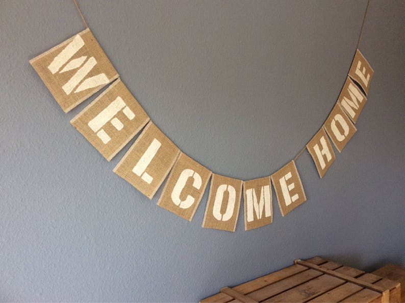 WELCOME HOME Vintage Bunting Banner. Hessian Burlap Rustic - Etsy