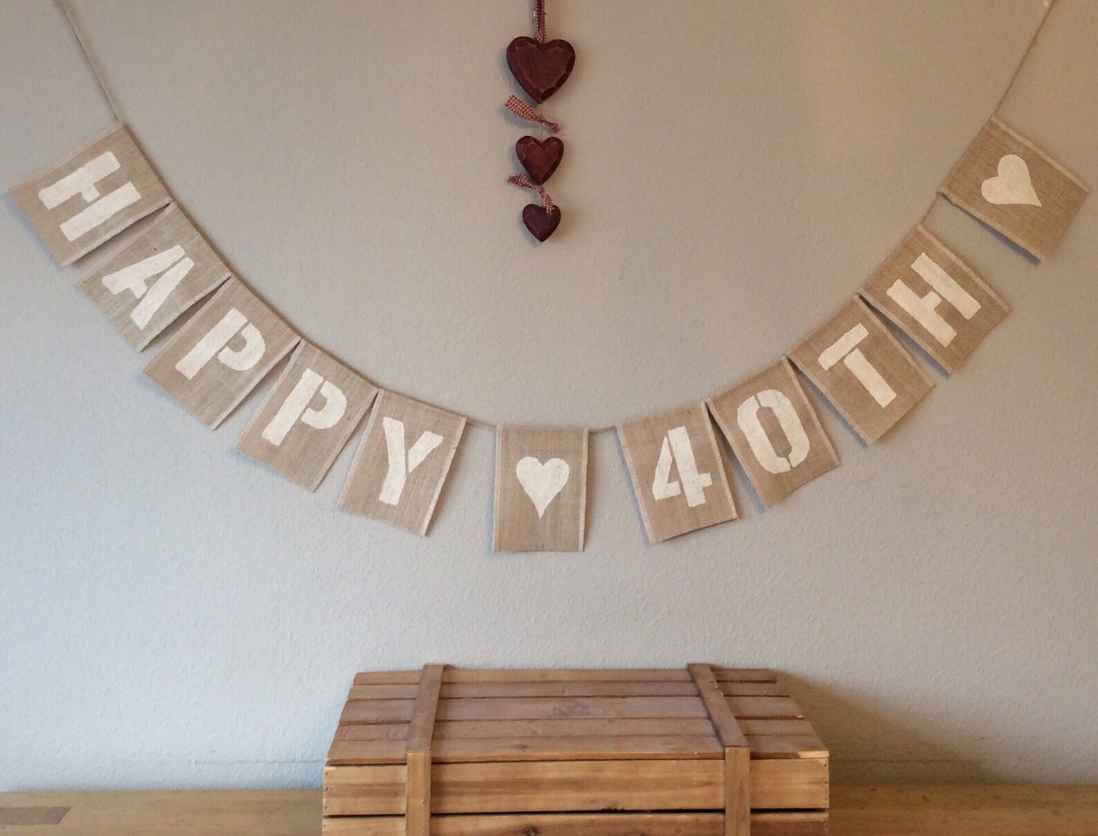40th Birthday Bunting Banner. Vintage Hessian Burlap Rustic - Etsy UK