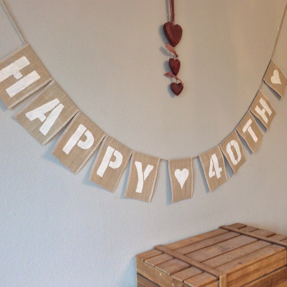 40th Birthday Bunting Banner. Vintage Hessian Burlap Rustic - Etsy UK