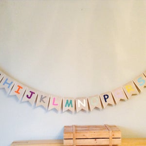 Childrens Alphabet & Colours Bunting Banner. Nursery, Playroom, Bedroom ...