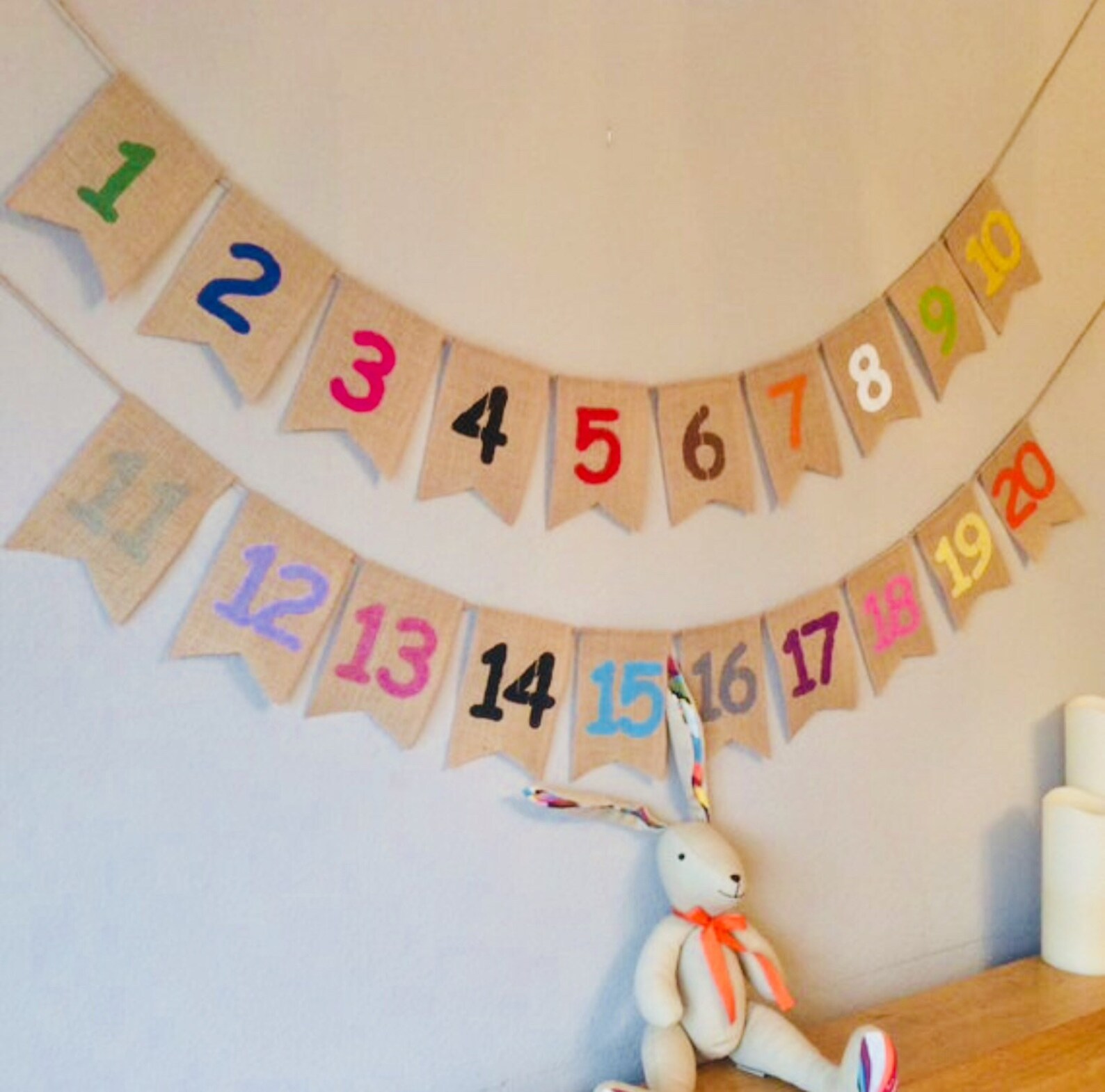 Childrens Bedroom Nursery Colours & Counting Bunting Banner | Etsy