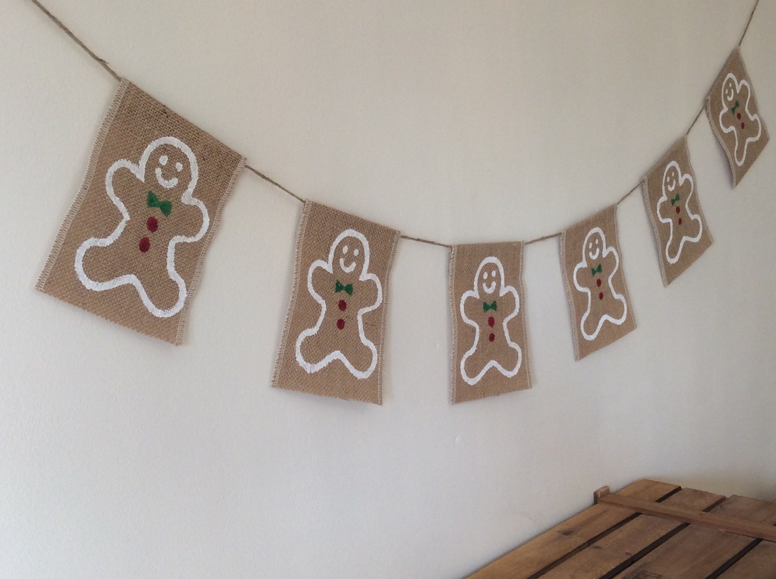 Gingerbread Man Christmas Bunting Banner Burlap | Etsy UK
