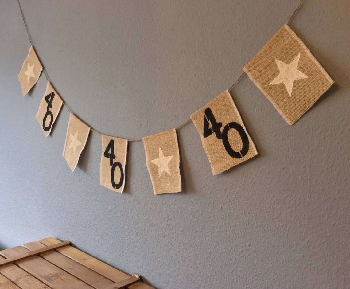 40th Birthday Bunting Banner Vintage Hessian Burlap Rustic - Etsy