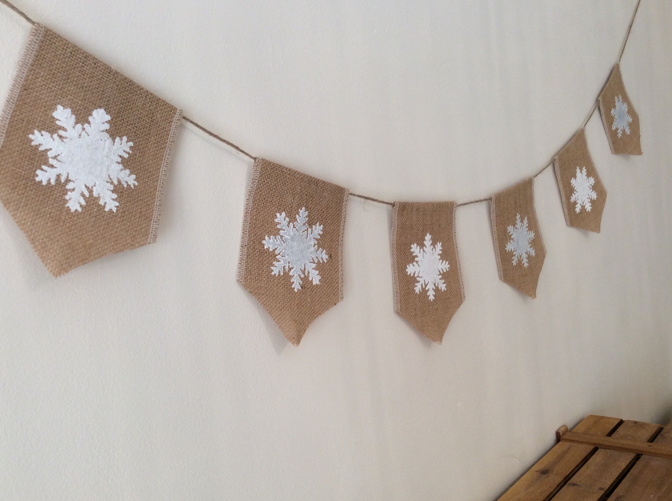 Snowflake Christmas Bunting Banner Burlap | Etsy