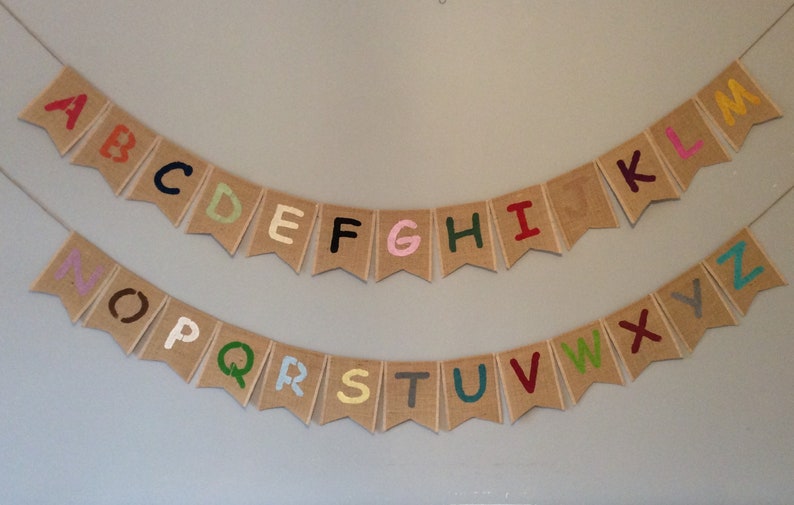 Childrens Alphabet & Colours Bunting Banner. Nursery - Etsy UK