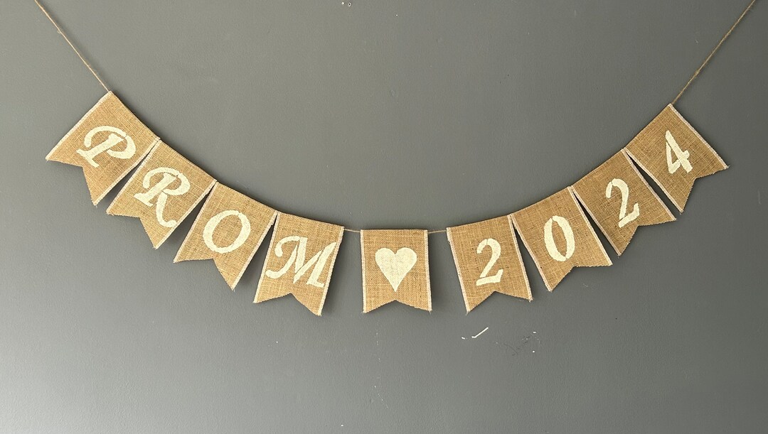 Prom Night Bunting Graduation Banner Photo Prop Vintage Hessian Burlap ...