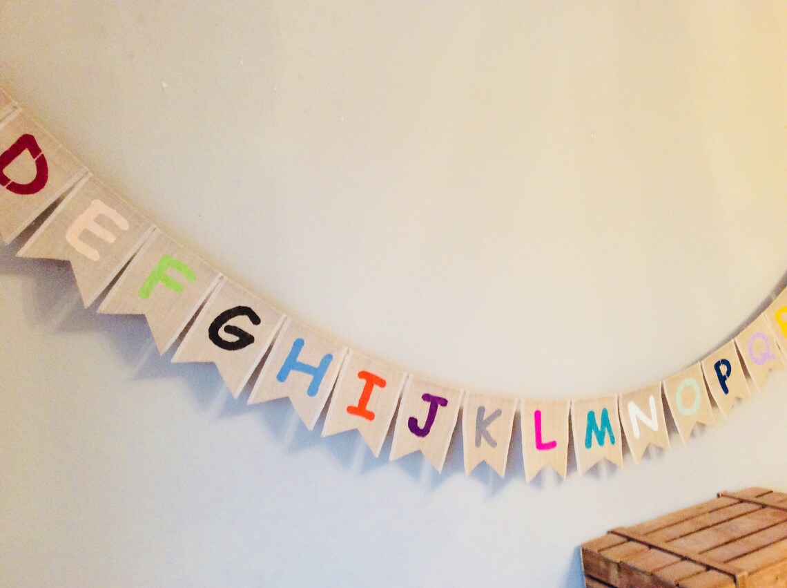 Childrens Alphabet & Colours Bunting Banner. Nursery - Etsy UK